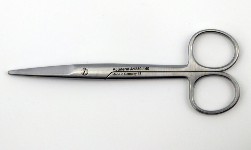 Mayo Scissors, 14cm, STR, Blunt, Satin - Acuderm